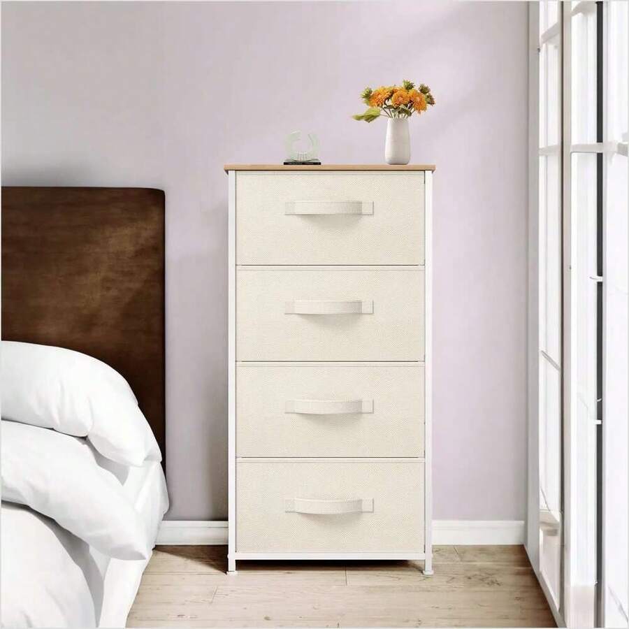 4-Drawer Fabric Dresser Furniture Storage Towwer Cabinet Organizer ...