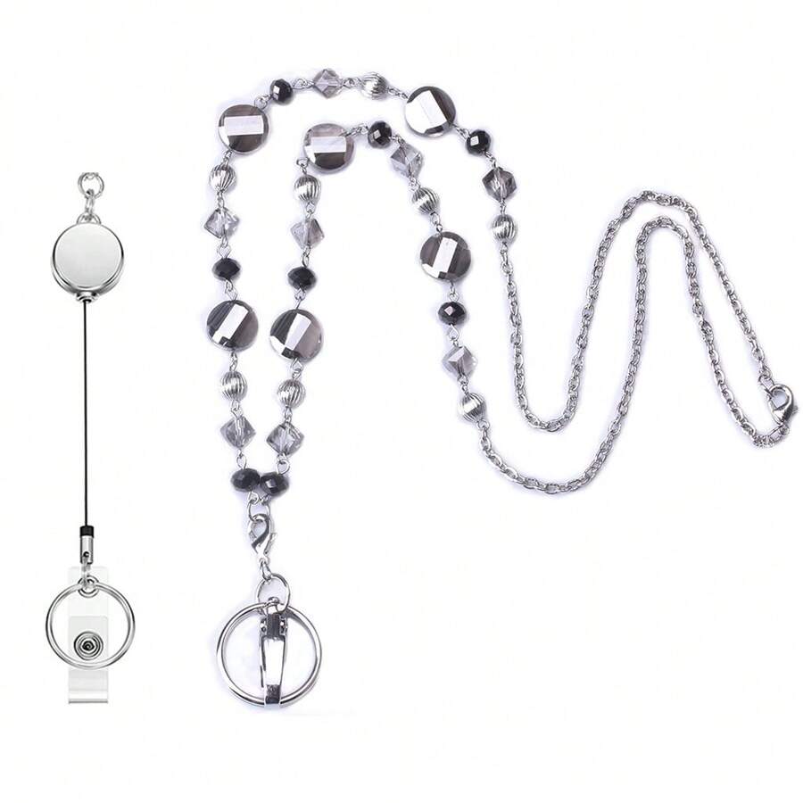 Femmes badge rétractable porte-badge avec collier porte-cartes d ...