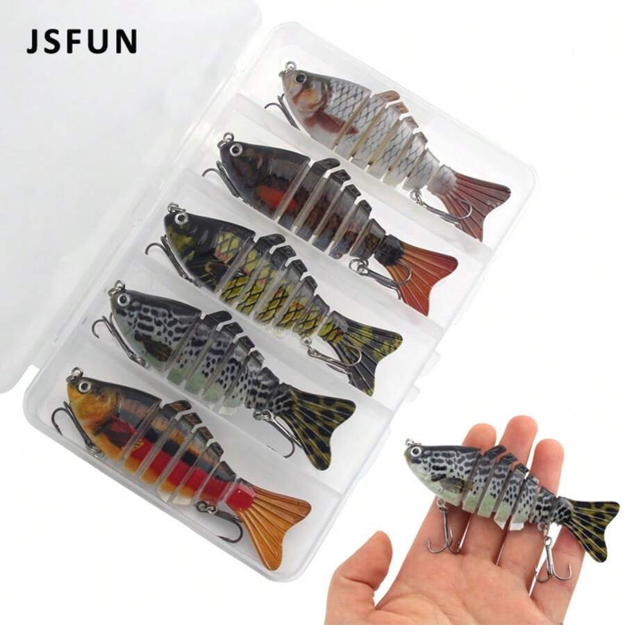 5pcs Multi-Jointed Slow Sinking Lifelike Swimbaits, Realistic Bass ...