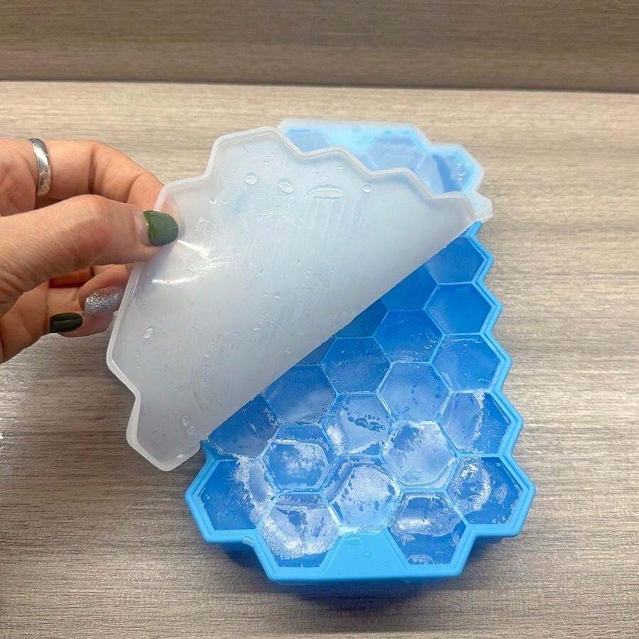 1pc High Quality Silicone Ice Cube Tray With Lid, 37 Grids Honeycomb ...