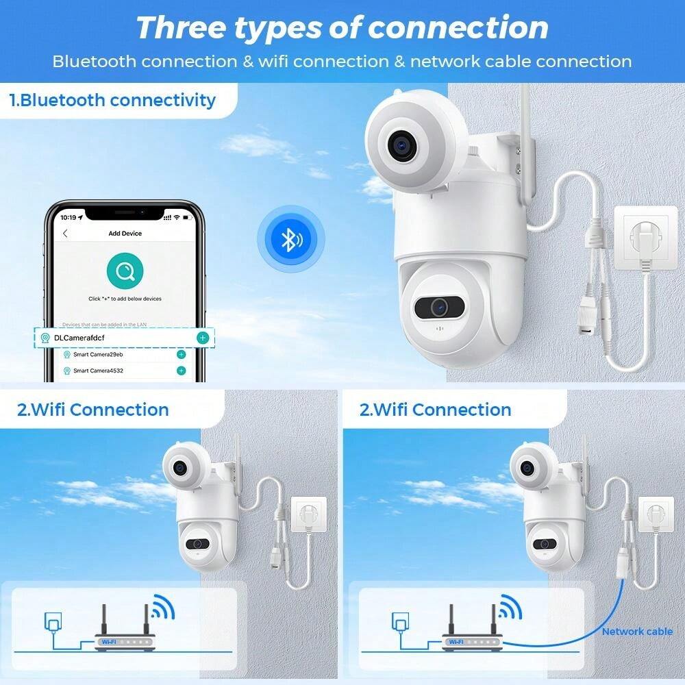 New 4K 8MP Dual Lens WIFI Surveillance Camera 4X Digital Zoom Color ...