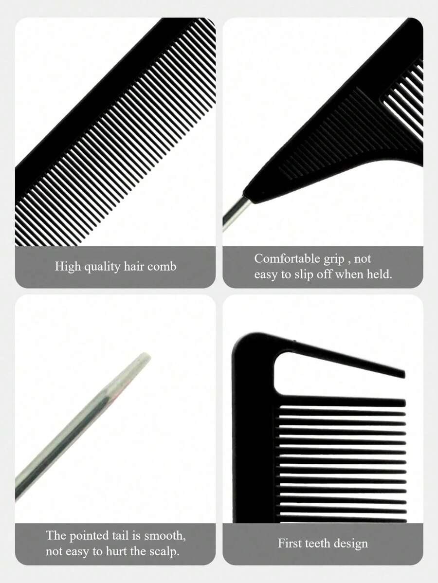 30 Pcs Parting Comb(Blakc Purple Pink) For Braids Hair Rat Tail Comb ...