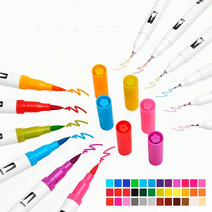 12-132 Colors Dual Art Marker Sketching Manga Markers Dual Brush Marker ...