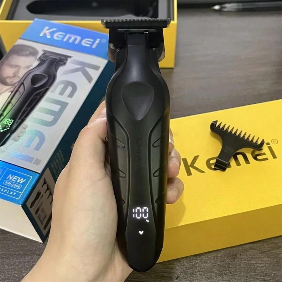 2000MA Rechargeable Cordless Hair Trimmer Kemei Km-2269 USB Fast Charging Barber Machine Blades ...
