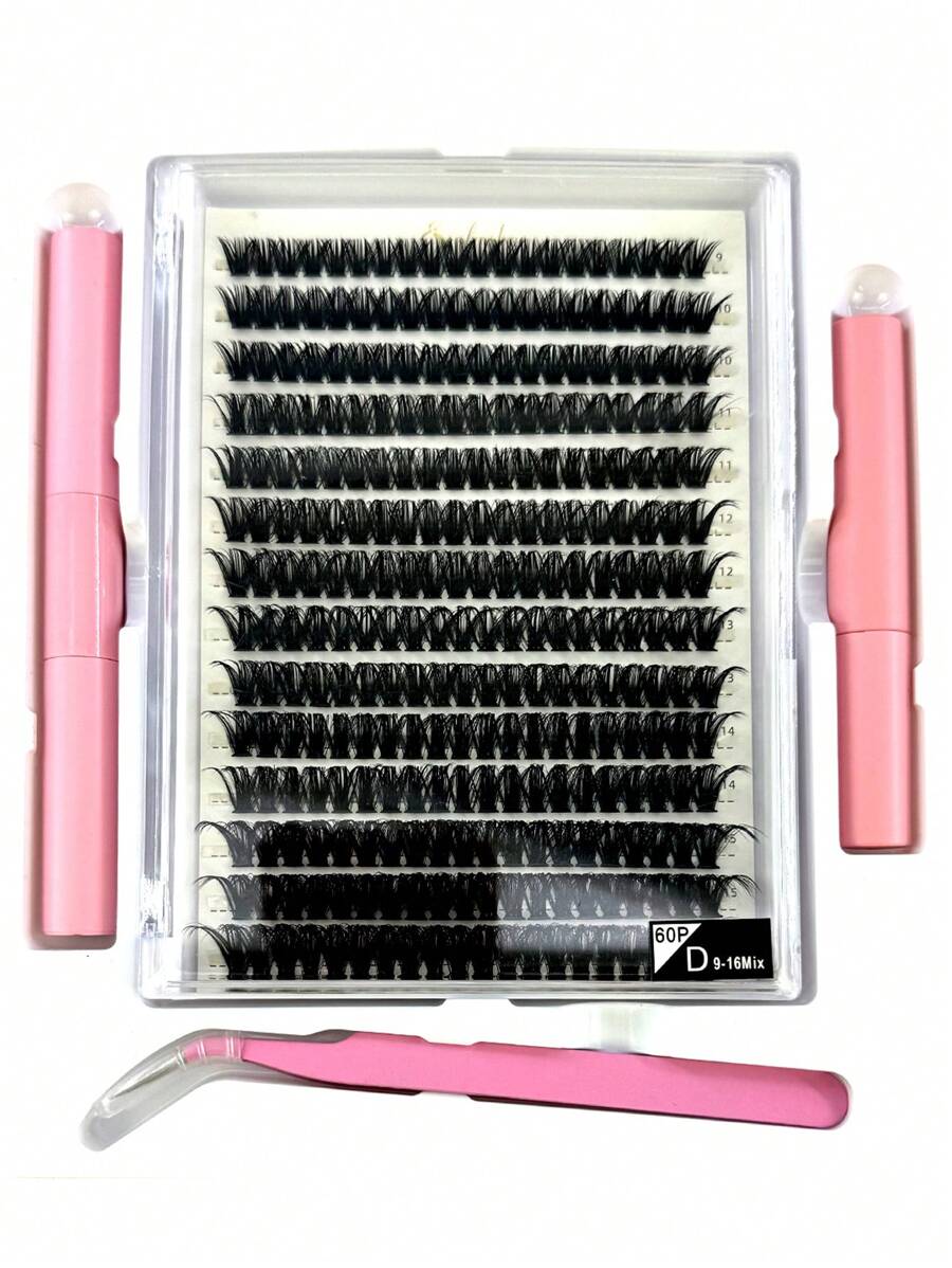 14 Rows 60D Eyelash Extension DIY Kit, 280 Strands Lash Bundle ...