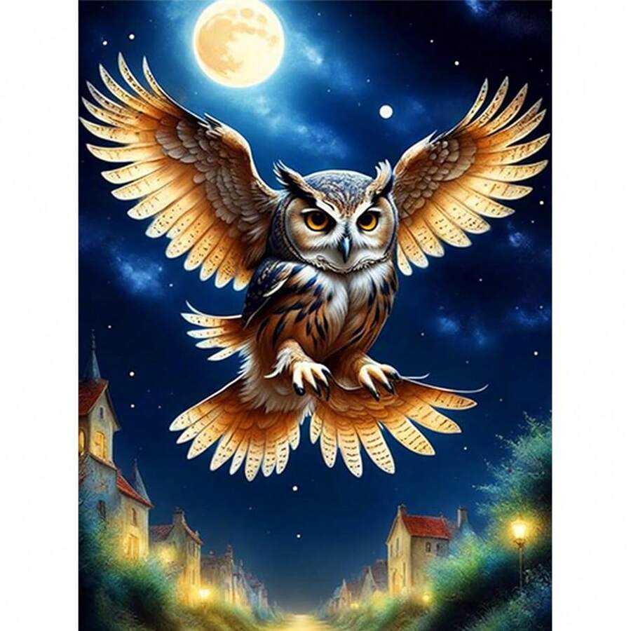 Owl Diamond Painting Kits For Adults, Moon Owl Full Drill Diamond Art ...