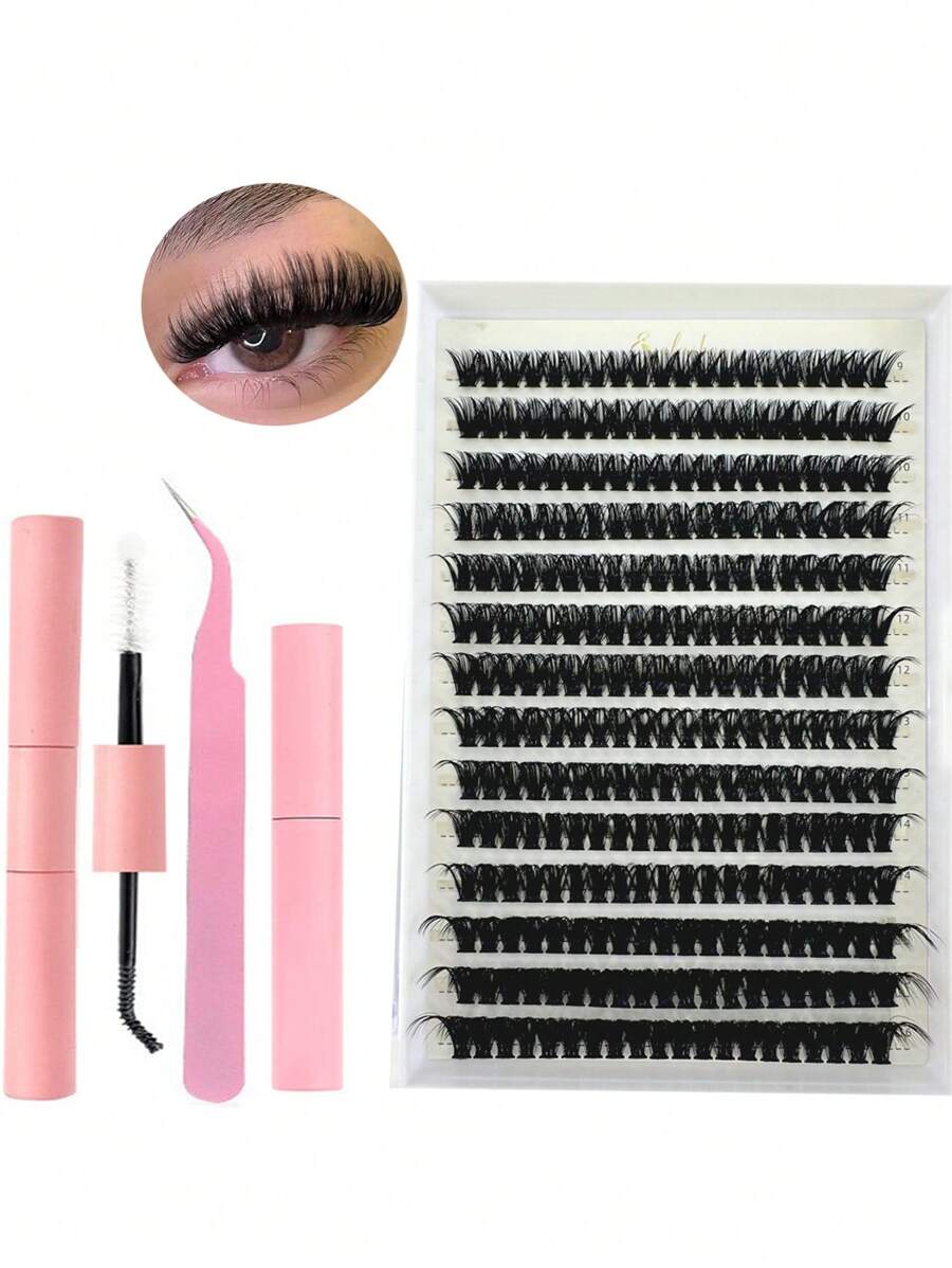 14 Rows 60D Eyelash Extension DIY Kit, 280 Strands Lash Bundle ...