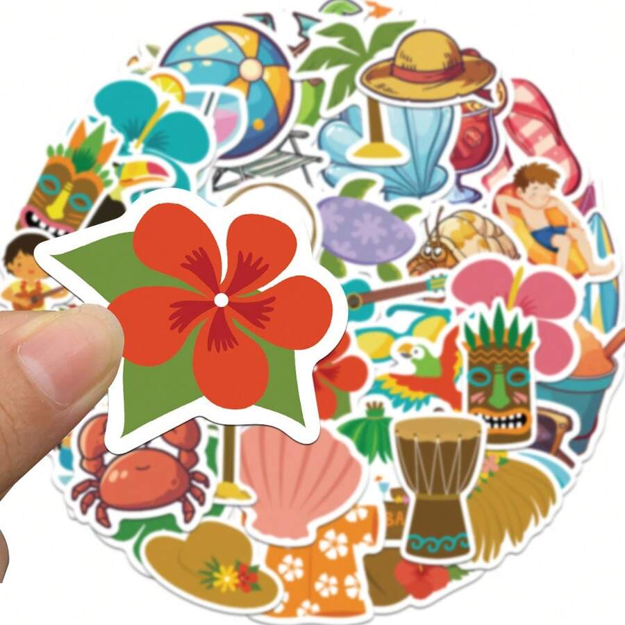 50 pièces Stickers d'été Stickers de plage Stickers tropicaux Stickers ...