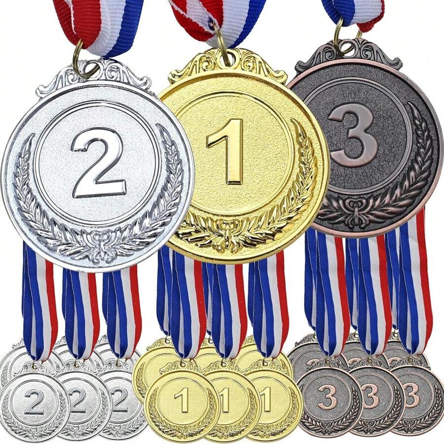 9 Pcs Gold Silver Bronze Medals, Haploon Olympic Style Medal Award Medals Bulk, Metal Acheivment ...