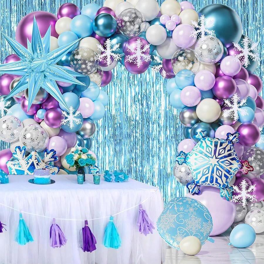 145Pcs/Set Frozen Snow Queen Themed Balloon Garland Arch Kit With ...