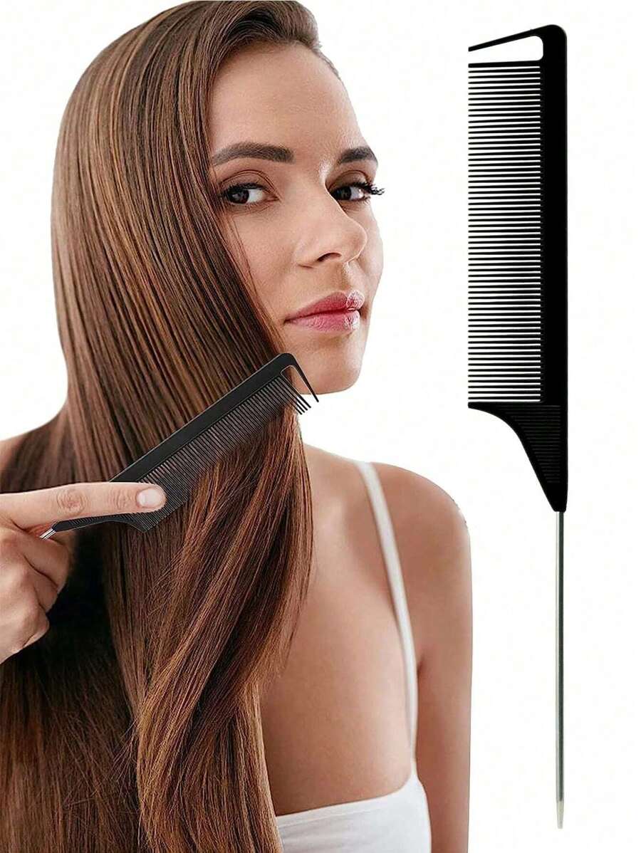 30 Pcs Parting Comb(Blakc Purple Pink) For Braids Hair Rat Tail Comb ...