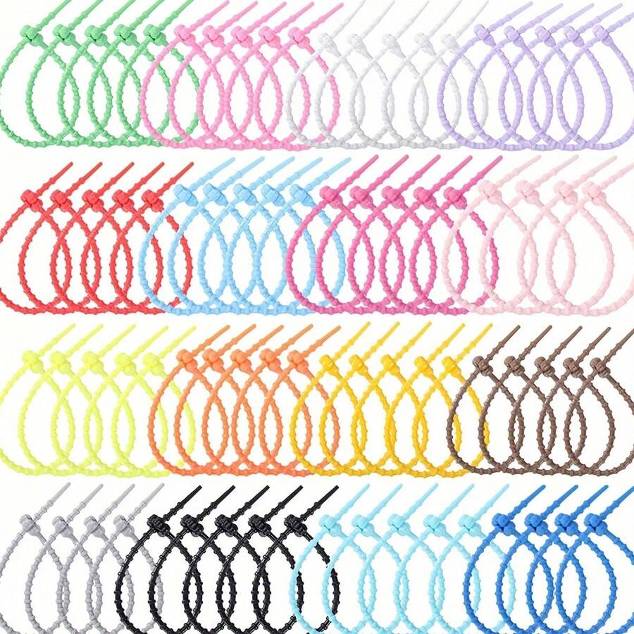 10 Pieces Of Colored Silicone Zipper Zip Ties, Tadpole Self-Locking ...