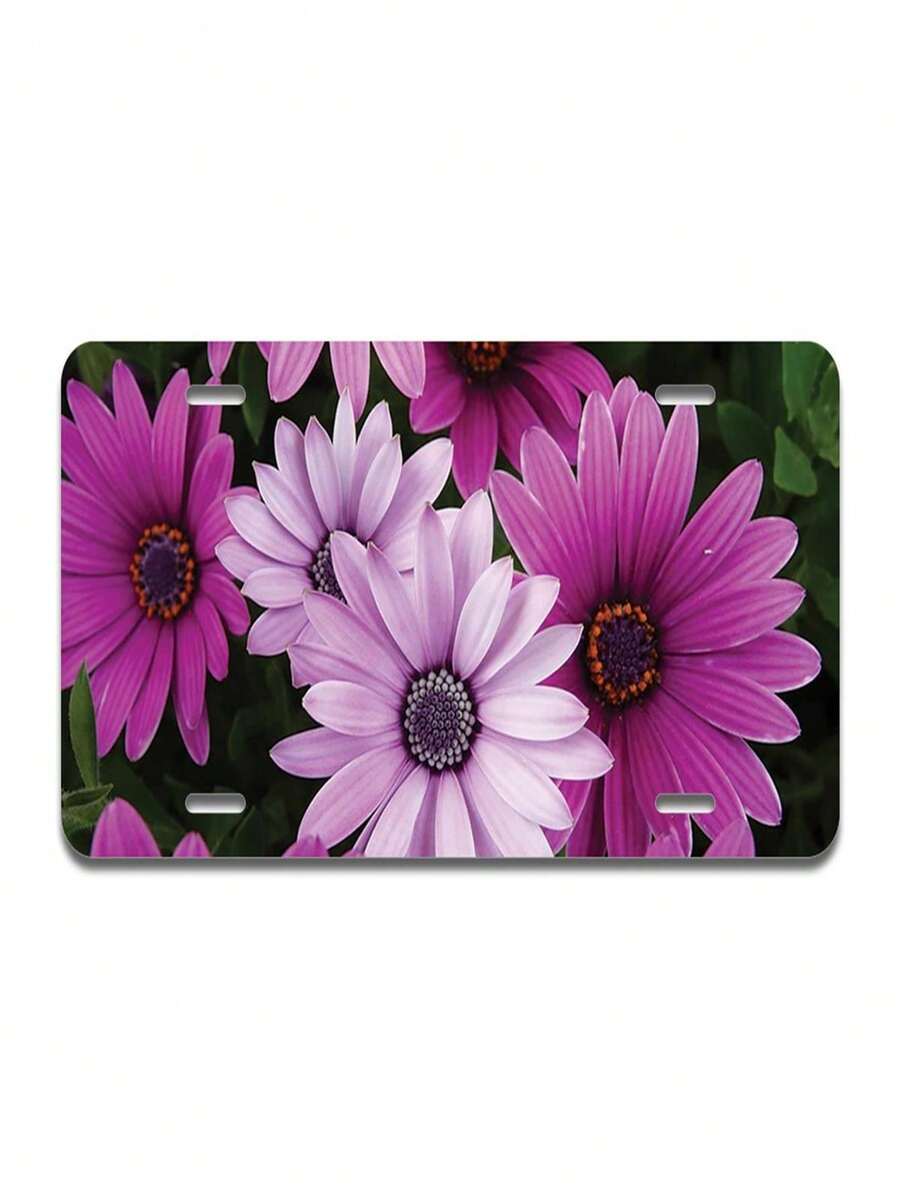 Purple Flowers Aluminum License Plate | SHEIN USA