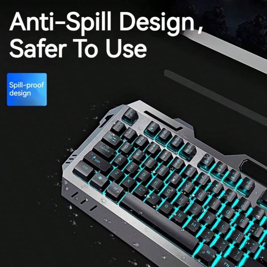 EWEADN GX80Z Mechanical Feel Gaming Keyboard, 104Keys Wired All-Metal ...