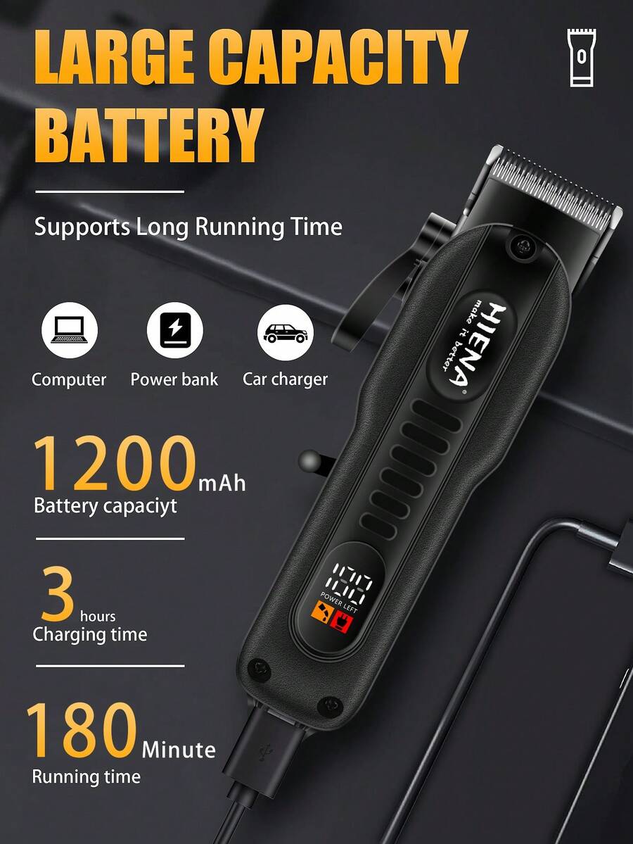 HINEA HIENA Electric Digital Hair Clipper Set, Cordless Exquisite ...