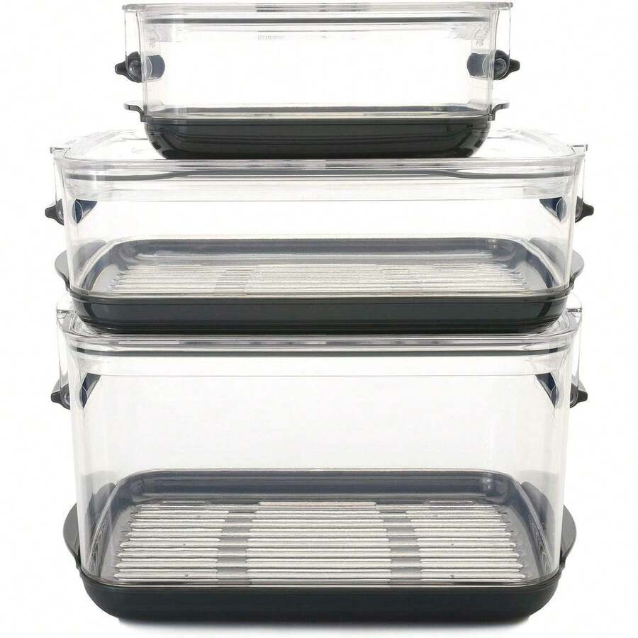 ProKeeper Food Storage Container Set, 3 Piece, Clear Containers With ...