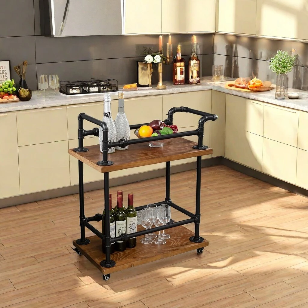 Bar Cart For Home, Industrial Bar Carts - Serving Carts Wine Rack Carts ...