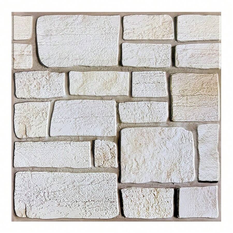 3D Faux Stone Tile Stickers, Peel And Stick Tile Backsplash, Living ...