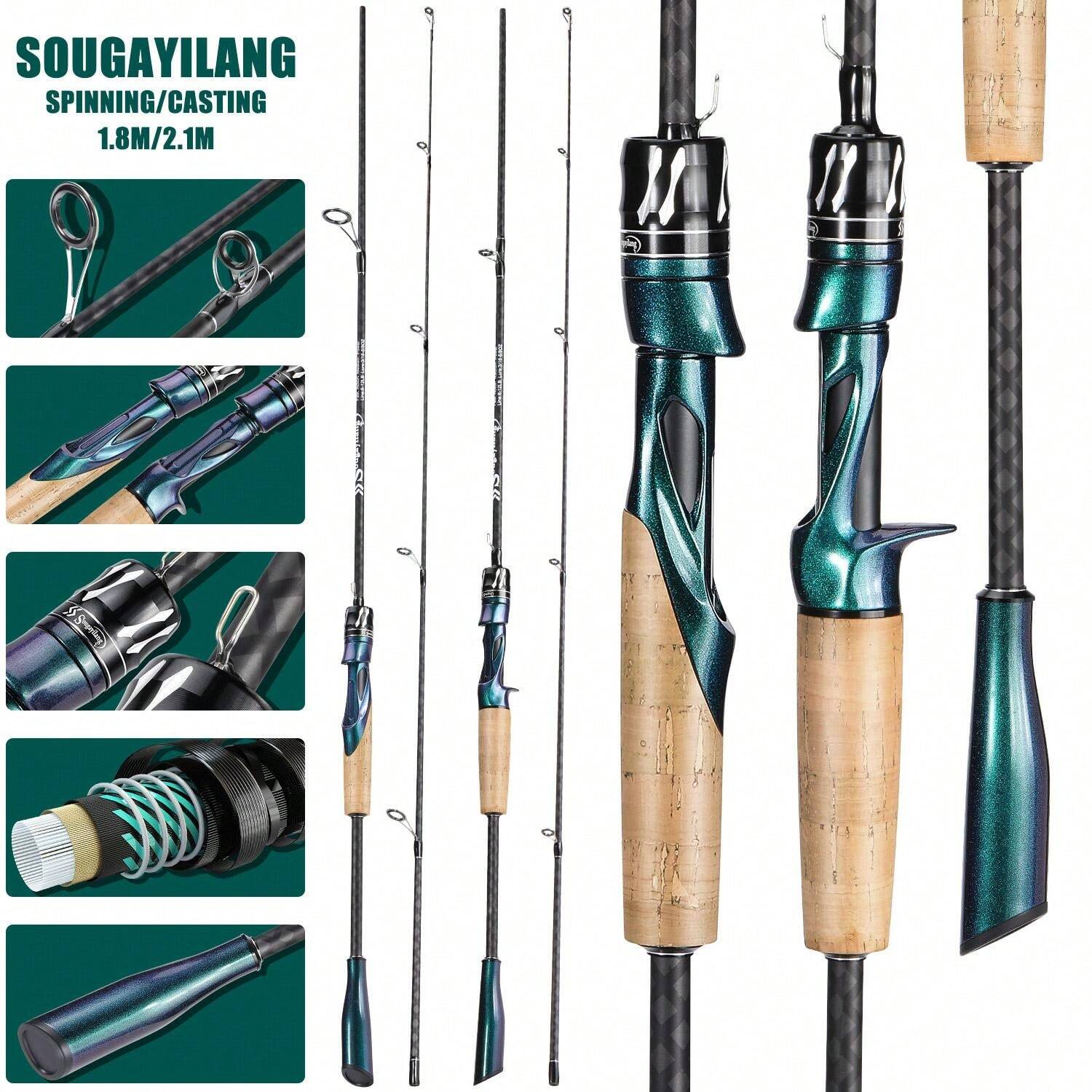 Sougayilang 1Pc 1.8M Spinning/Casting Fishing Rod High Carbon Quality ...