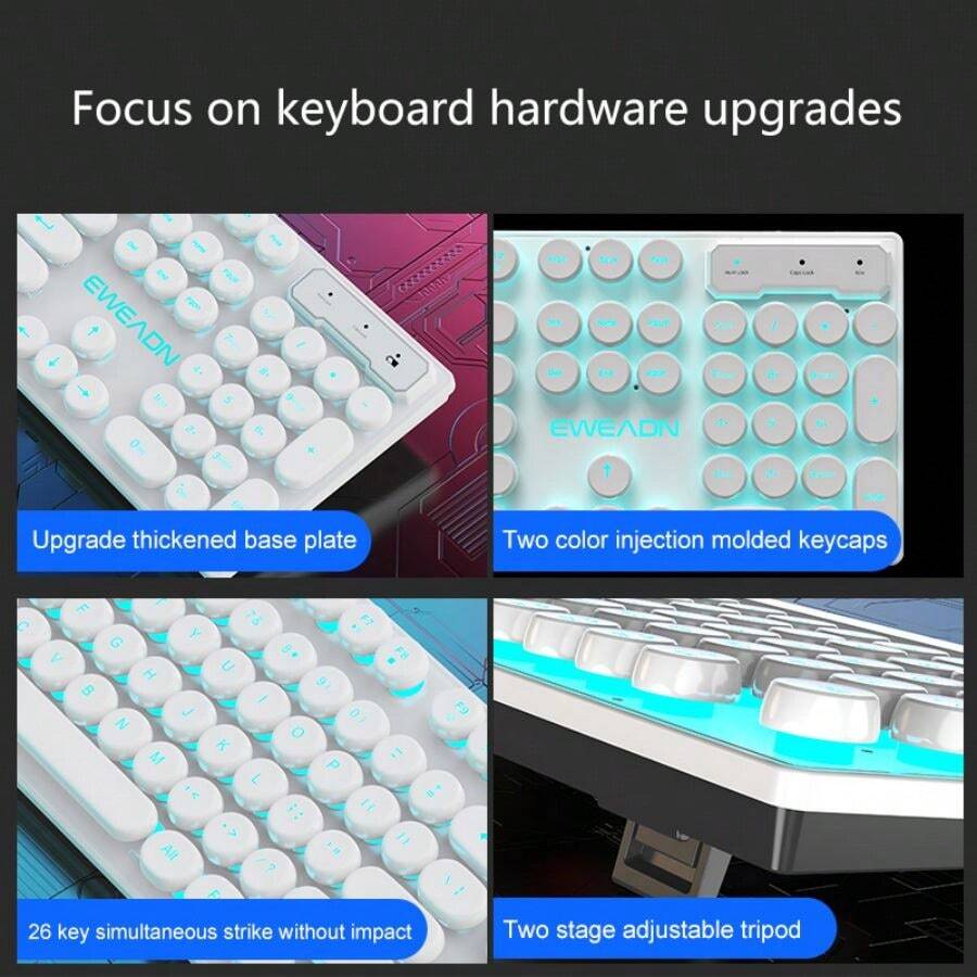 Clavier mécanique rétroéclairé EWEADN GX330 Mechanical Feel avec bouton ...