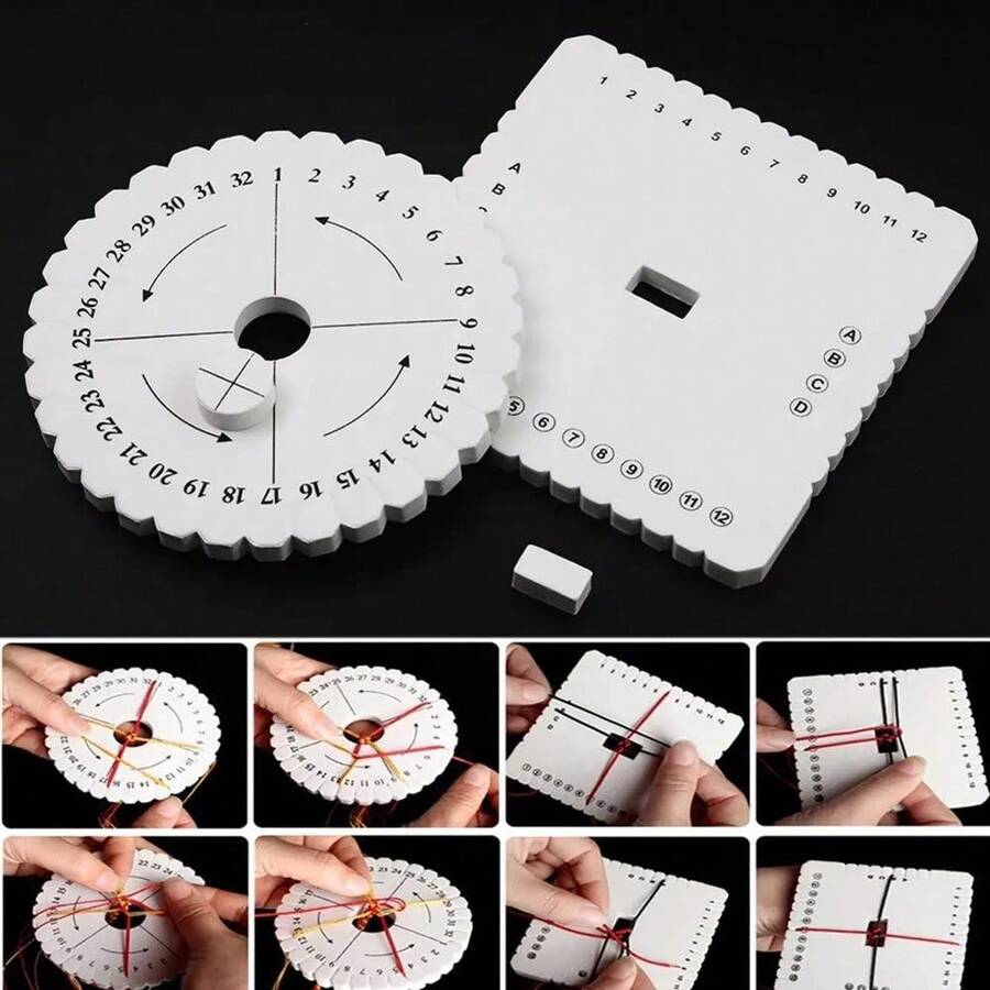 4Size Round&Square Bracelet Knitting Kumihimo Disc Disk Tray Braided ...