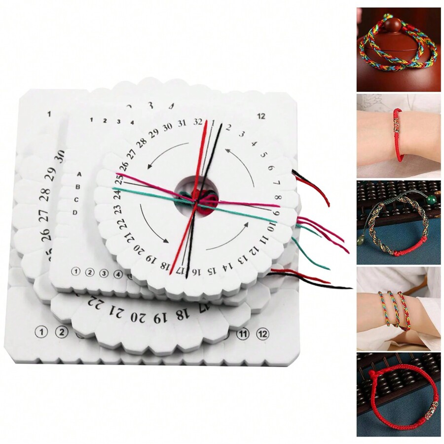 4Size Round&Square Bracelet Knitting Kumihimo Disc Disk Tray Braided ...