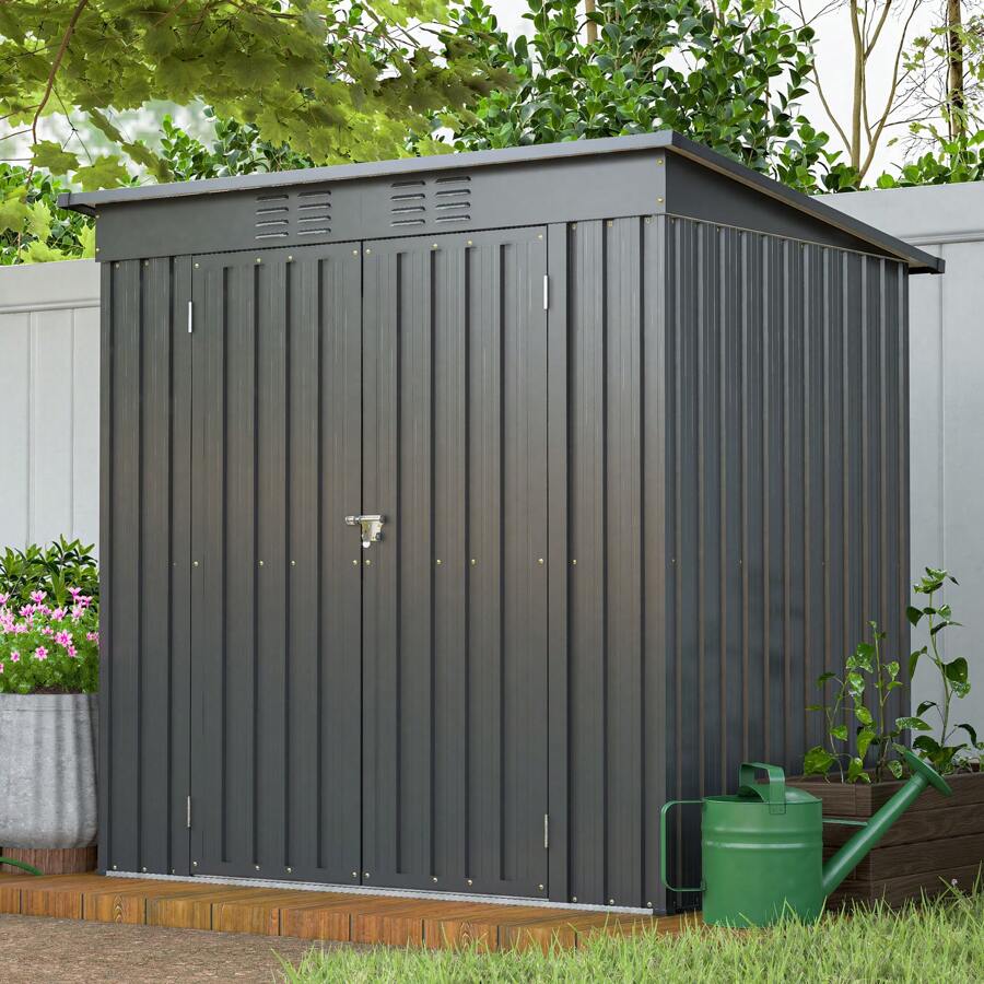 Hangar de rangement extérieur 6x4 pieds avec cadre en acier galvanisé à ...