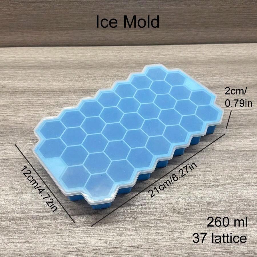 1pc High Quality Silicone Ice Cube Tray With Lid, 37 Grids Honeycomb ...