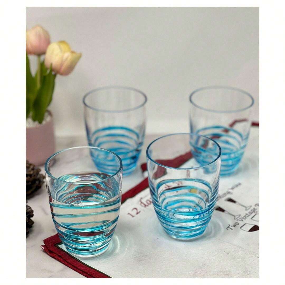 Swirl Acrylic DOF Glasses Set Of 4 (15oz) - Unbreakable Blue Plastic ...
