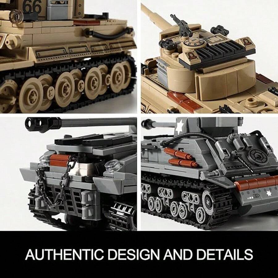 WW2 Army Tank Toys Building Kit, Create A German Tiger & An American M4 ...