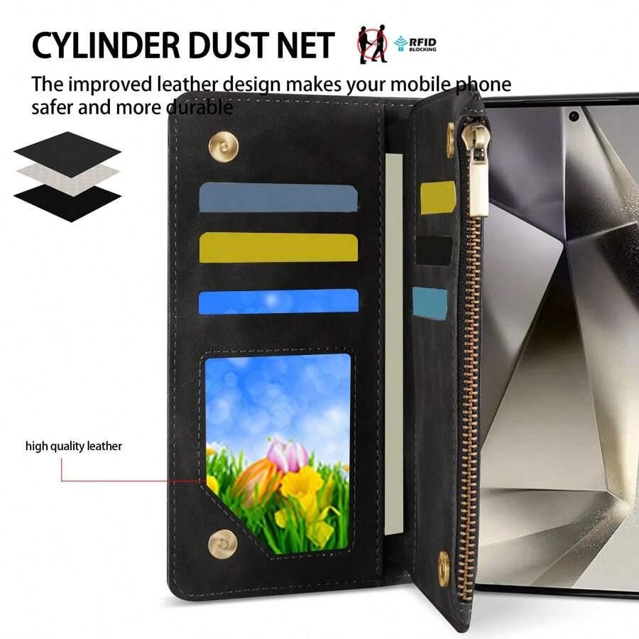 ZZXX Wallet Multi-Card Slot Zipper High-Quality Magnetism Flip ...