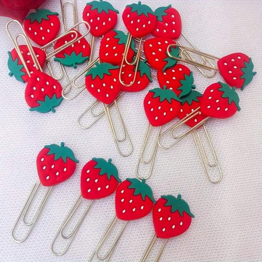 Boxed Cute Strawberry Large Paper Clips Fixed Book Page Clips | SHEIN USA