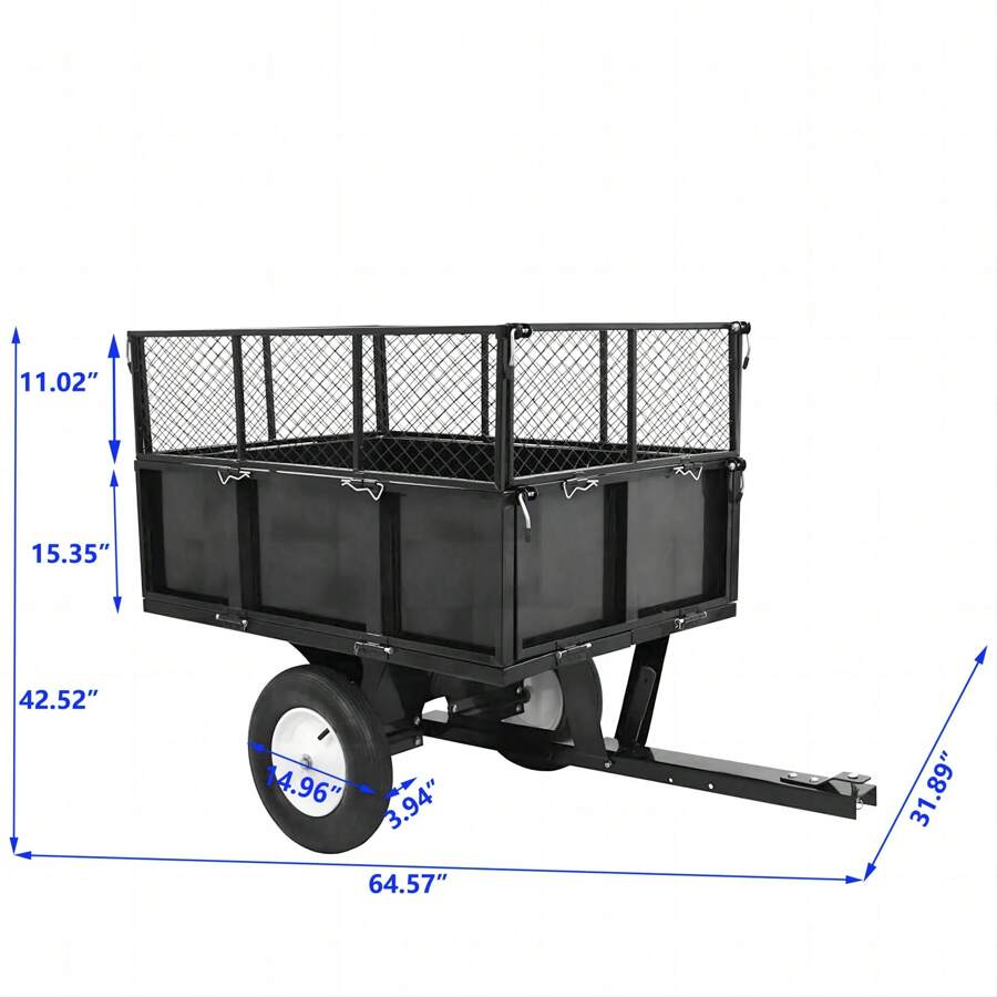 Heavy Duty Lawn Mower Trailer Steel Dump Truck, 661.4 Lbs Load, Garden ...