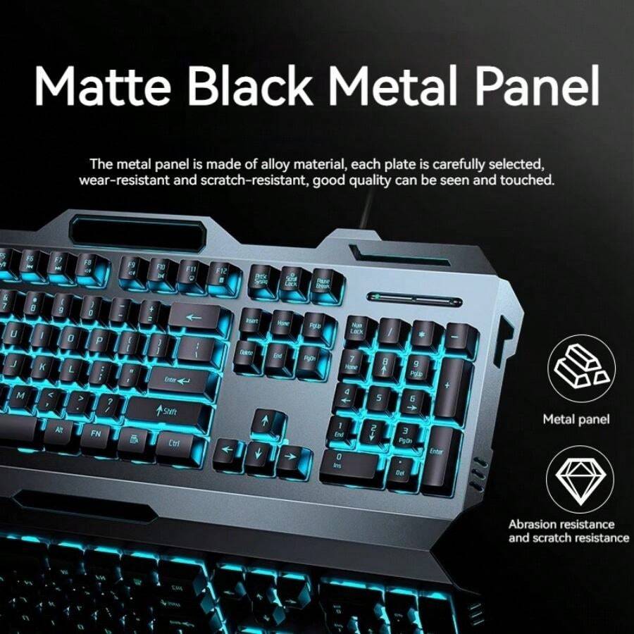EWEADN GX80Z Mechanical Feel Gaming Keyboard, 104Keys Wired All-Metal ...