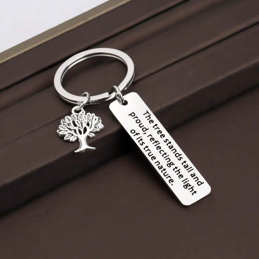 1pc Unisex Stainless Steel Keychain With Inspirational Quote 'The Tree ...