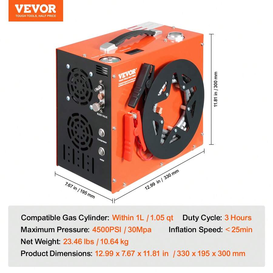 VEVOR PCP Air Compressor 4500PSI 30Mpa Portable PCP Airgun Compressor ...