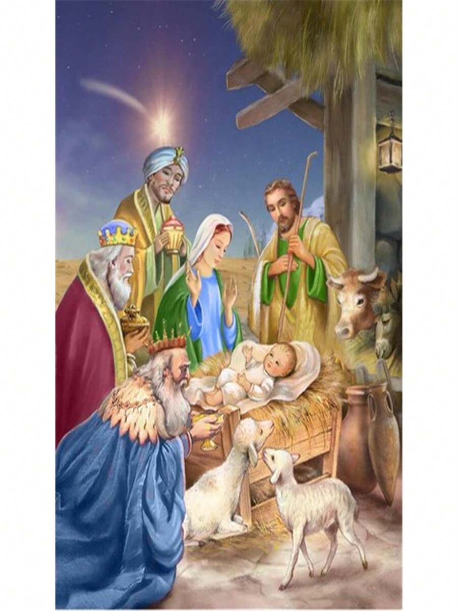 Christmas Nativity With Wise Men Flag Canvas House Size | SHEIN USA