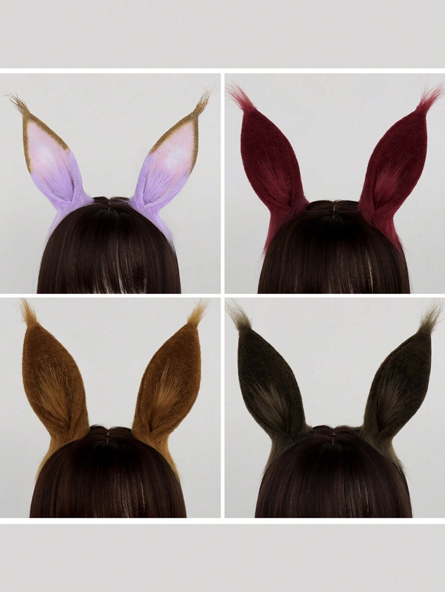 Fun Handmade Animal Ear Headband, Cute Plush Rabbit Ear Hairband For ...