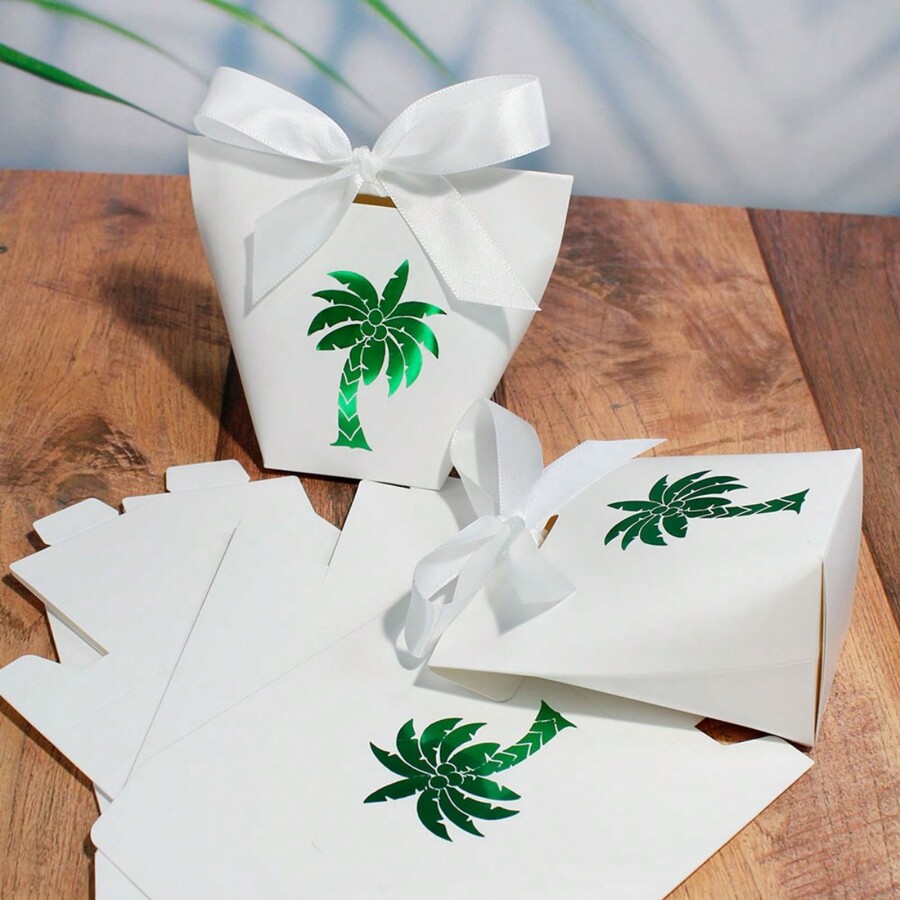 10pcs Paper Candy Gift Box, Saudi National Day Gift Box, Festival, Gold-Stamped Green Coconut ...