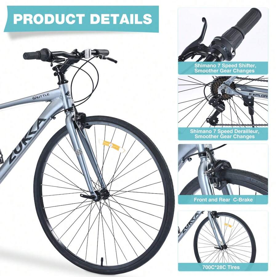 Shimano 7 Speed Hybrid Bike Aluminum Alloy Frame C-Brake 700c Road Bike ...