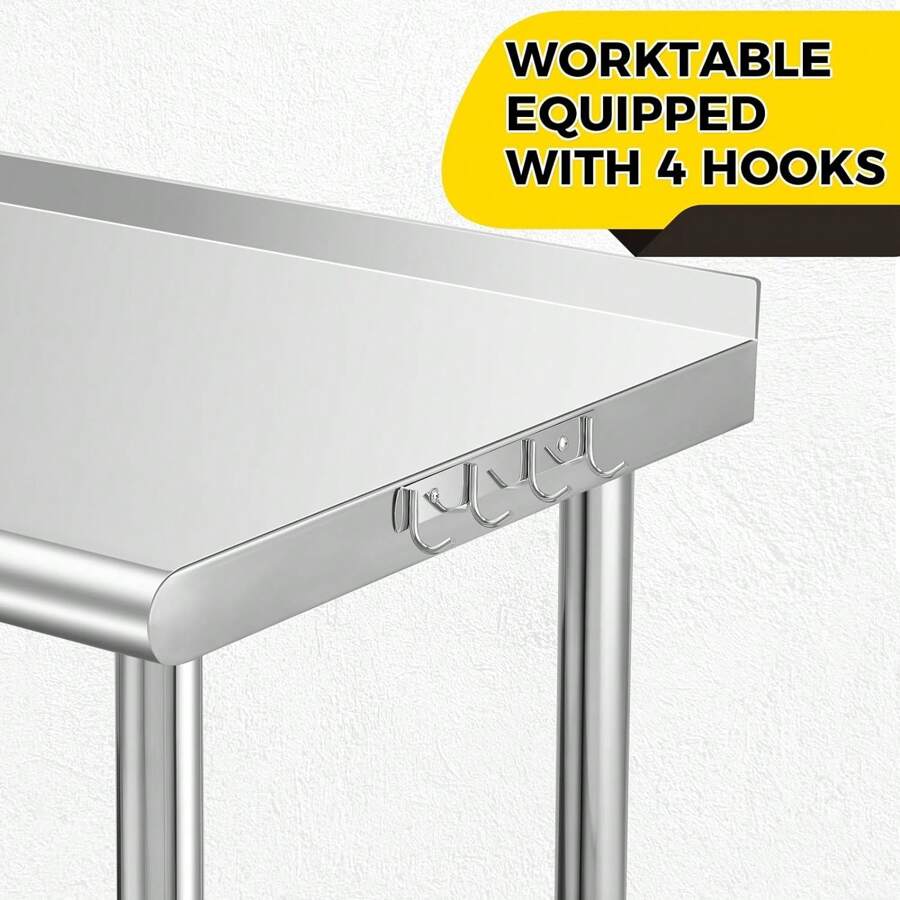 Stainless Steel Kitchen Prep Table - 48 X 24 Inches With Backsplash ...