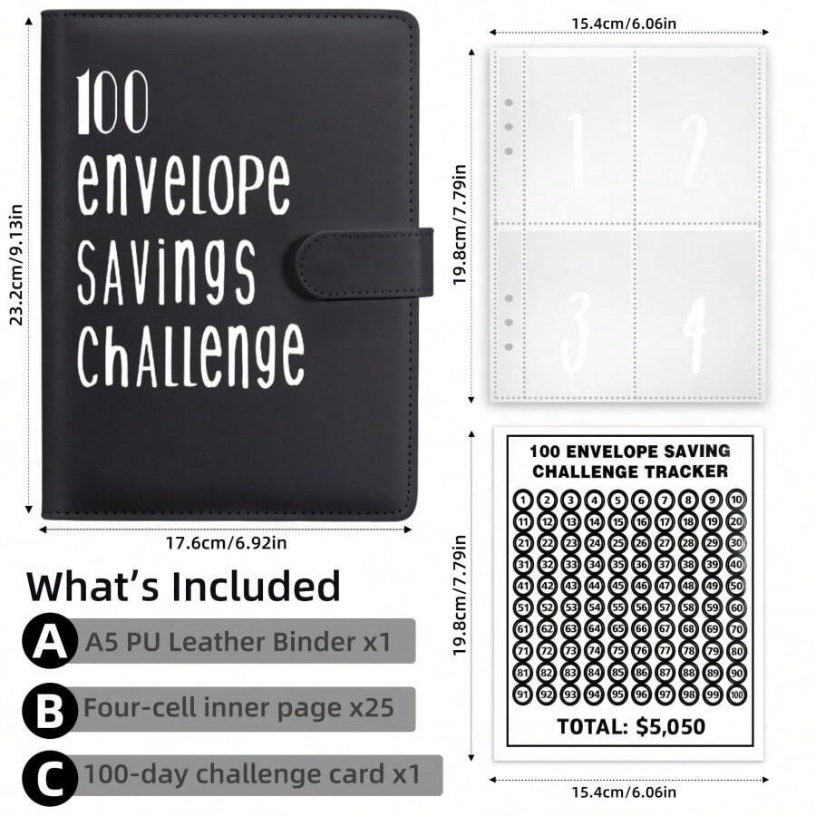 100 Envelope Money Saving Challenge Flipchart, Savings Challenge With 100 Envelopes And Tracker ...