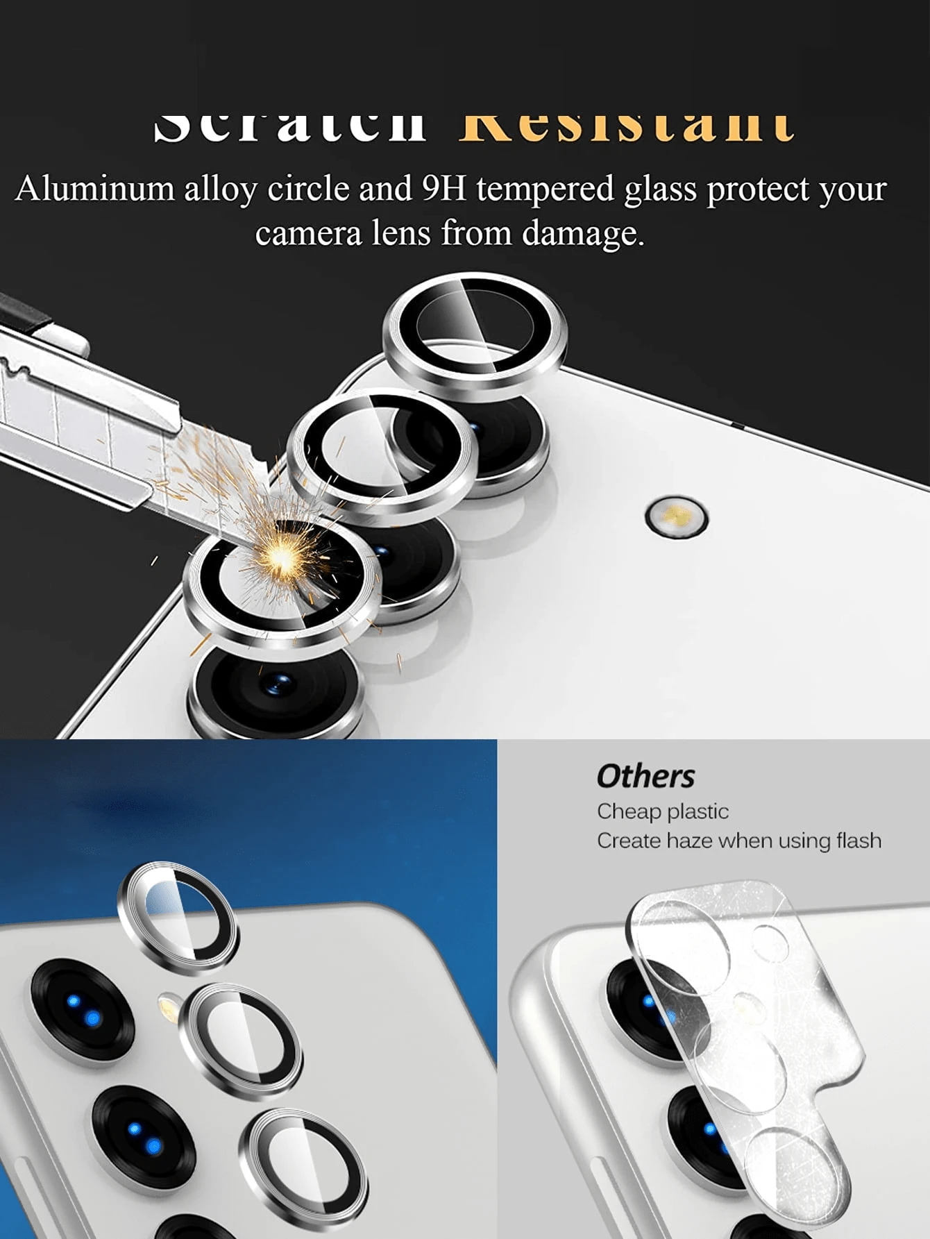 "Glam Shield" 3-5 Piece Metallic Gloss Camera Lens Protector Compatible ...