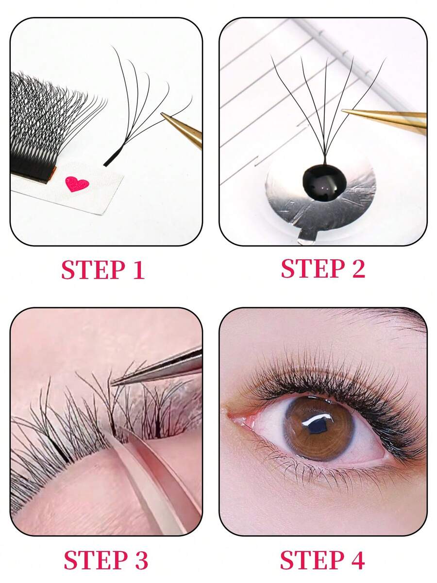 12 Rows 5D W Shape Eyelash Extension 0.07mm Premade Volume Fan Faux ...