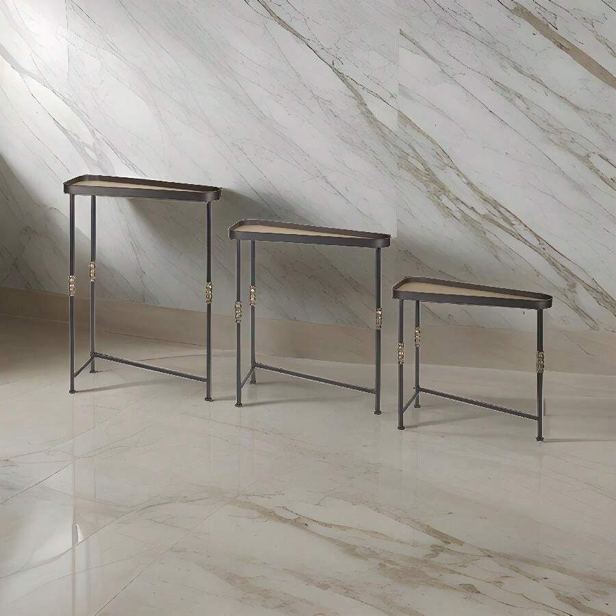Contemporary Triangular Side Table Trio - Set Of 3 Chic End Tables For ...