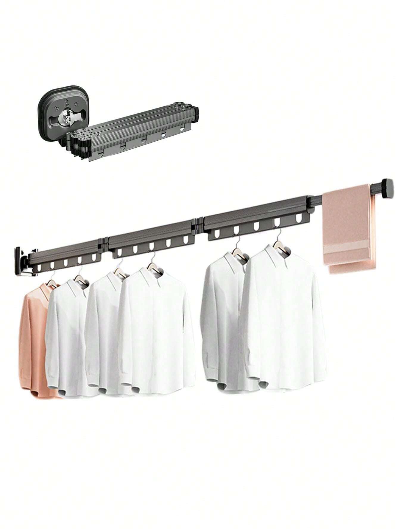 Gunmetal Gray Triple-Fold Four-Section Balcony Wall-Mounted Retractable ...