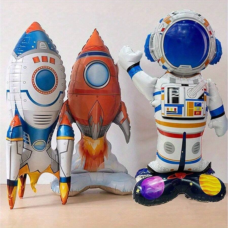 3pcs Space Balloon Rocket Spaceship Balloon Party Decorations ...