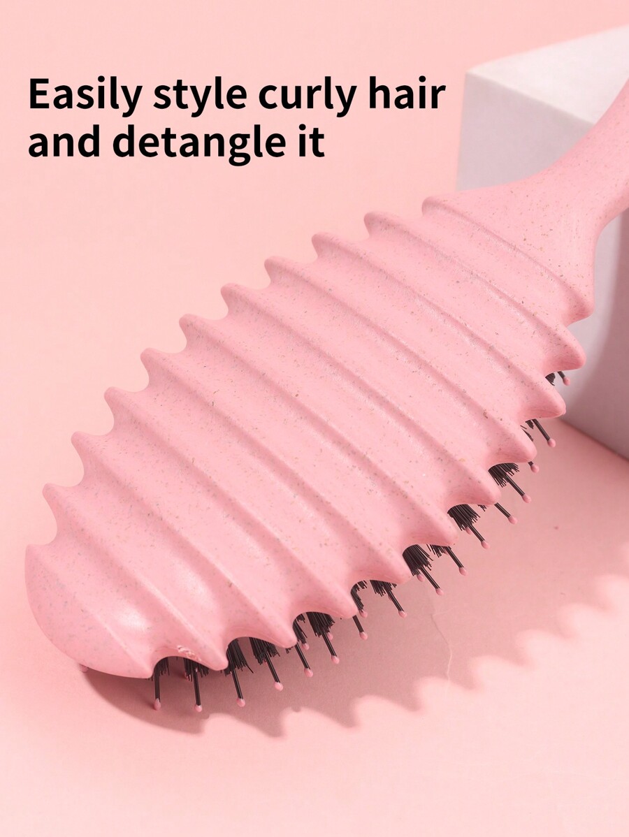1pc Curl Defining Brush, 3-In-1 Fishbone Shaped Detangling Comb With ...