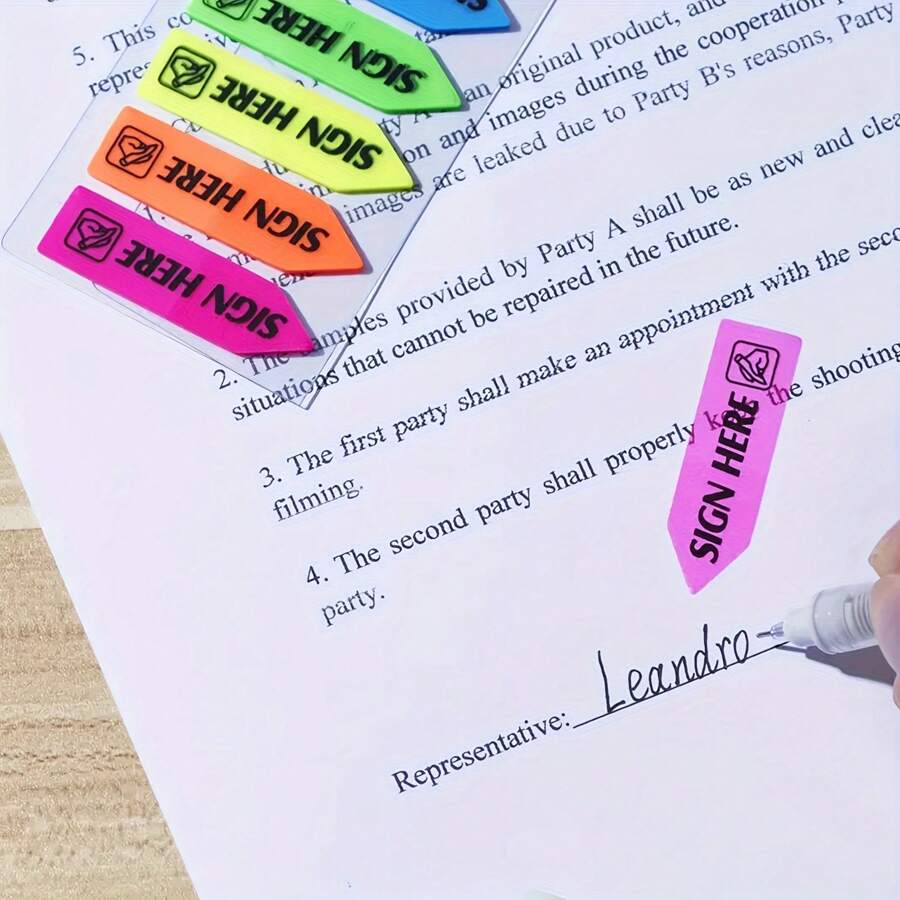 6 Sheets/600pcs Contract Marking Stickers, Signature Indication ...