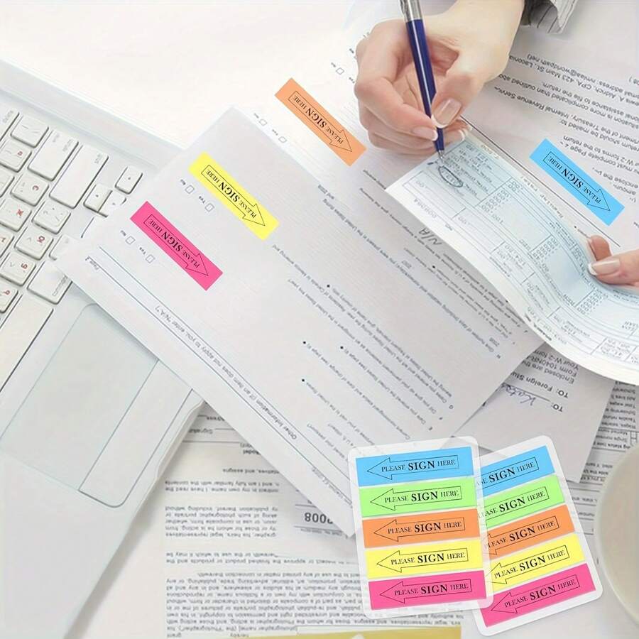 6 Sheets/600pcs Contract Marking Stickers, Signature Indication ...